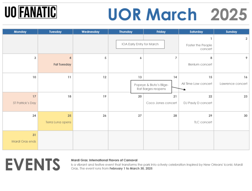 March 2025 UO Event Calendar - UOFanatic